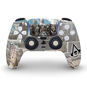 Head Case Designs Officially Licensed Assassin's Creed Group Key Art Black Flag Graphics Vinyl Faceplate Gaming Skin Decal Compatible With Sony PlayStation 5 PS5 Disc Console & DualSense Controller