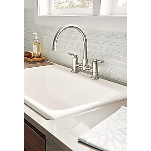 Peerless Delta Faucet P2923LF-SS Westchester Bridge Kitchen Faucet Two Handle, Stainless