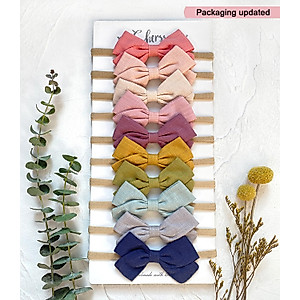 Cherssy Baby Girl Headbands and Hair Bows, 10pcs Stretchy Nylon Hairbands for Newborn, Infant, Toddlers