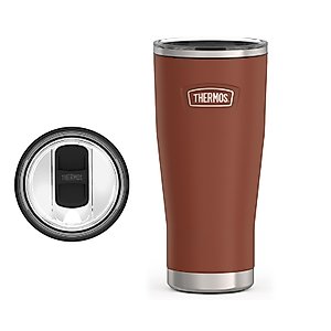 THERMOS ICON SERIES Stainless Steel Cold Tumbler with Slide Lock, 24 Ounce, Saddle