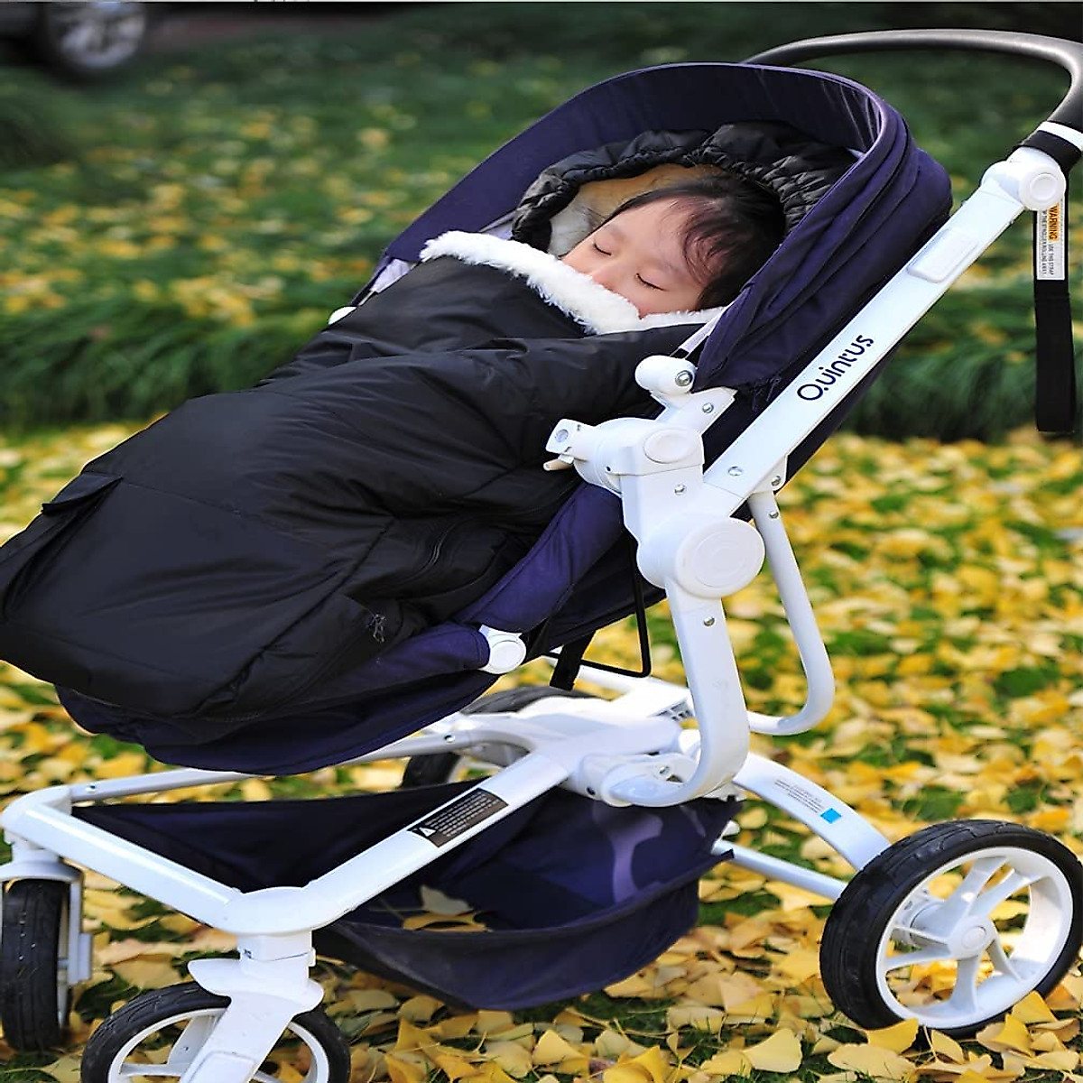 CozyMe Anti-Freeze 100% Australian Sheepskin Footmuff Universal Fits All Stroller Bunting Bag Weather Resistant Lambskin Baby Travel Sleeping bag,6-42M,Cream