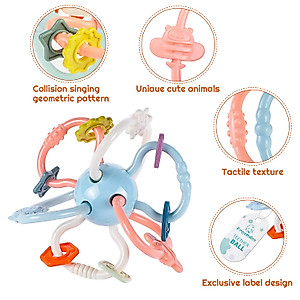 Baby Teething Toys for Babies 0-6 Months, 6-12 Months, ANGELBLISS Baby Rattle & Sensory Teether Toys for Infant Newborn Baby, Perfect Baby Gift.