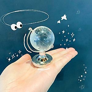 4every Mini World Globe Crystal Glass Clear Paperweight Desk Office Home Decor Wedding Favor Crafts Ornaments Gifts, Miniature Ball Sphere Display, Round Earth(Ball Diameter 8.5cm)