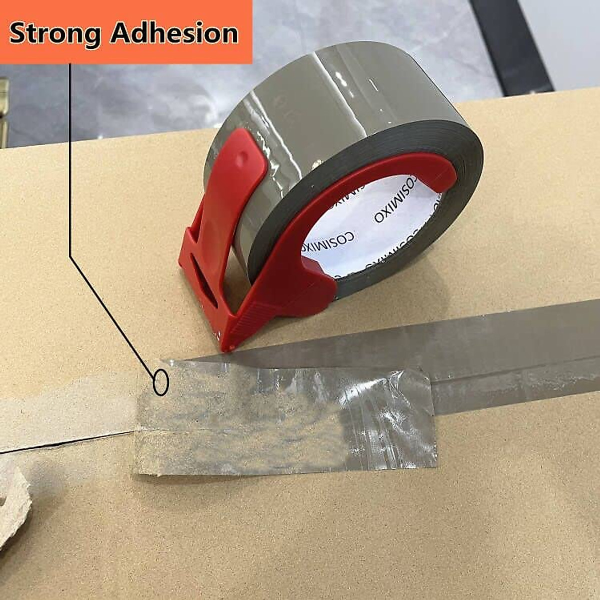 COSIMIXO 6-Pack Heavy Duty Brown Packing Tape with Dispenser, 2.5 mil x 1.88 inch x 110 Yards,Ultra Strong,Industrial Shipping Box Tan Packaging Tape for Moving, Office, & Storage