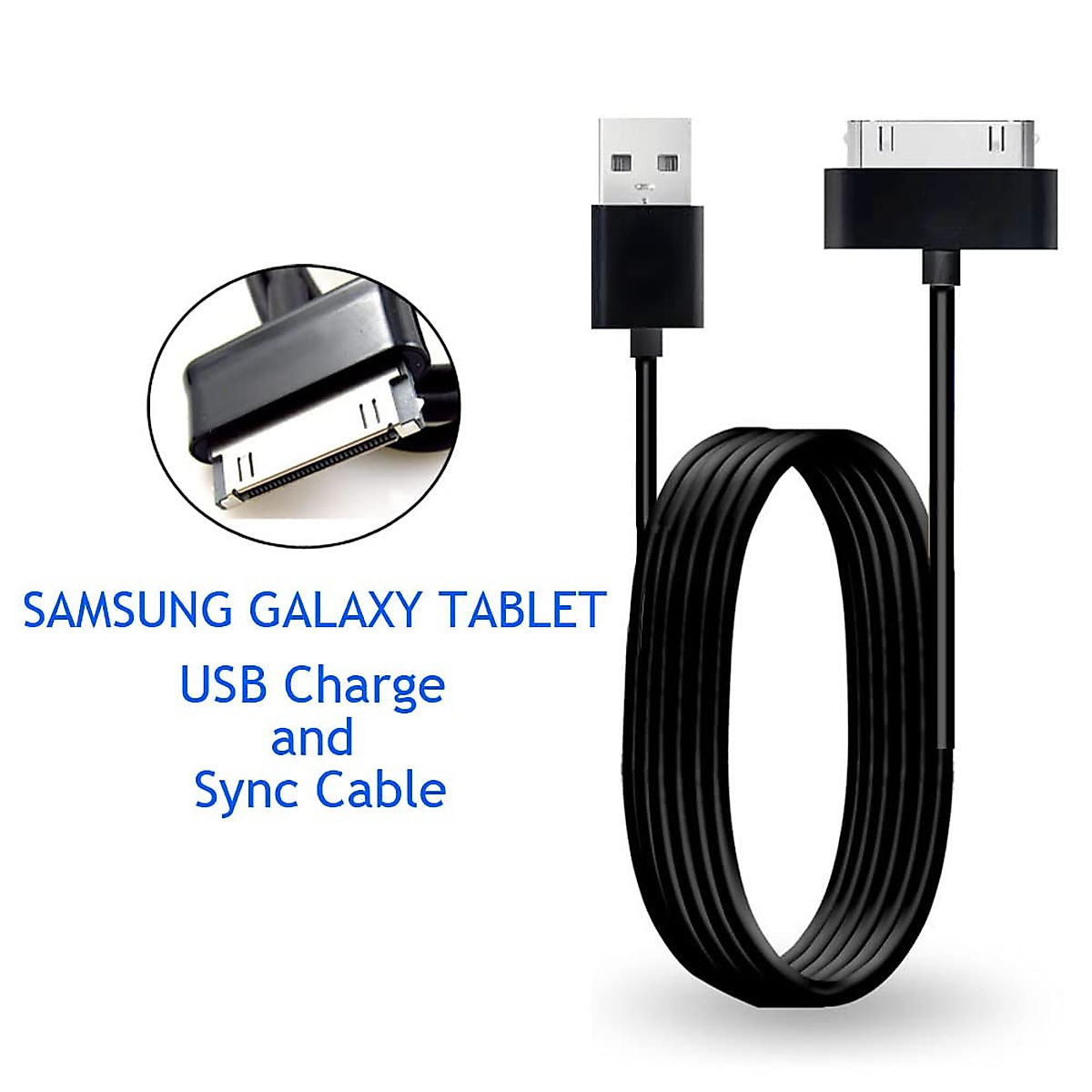 2 Pack 30 Pin 3.3 ft USB Charger Cable for Samsung Galaxy 7 7.7 8.9 10.1 Tab 2 Tab Note 10.1 GT-N8000;GT-P3100,P5100,P7510,P7300 Tablets Charging Cord Tablet 2 USB Power Cord Charging Sync Data Cable