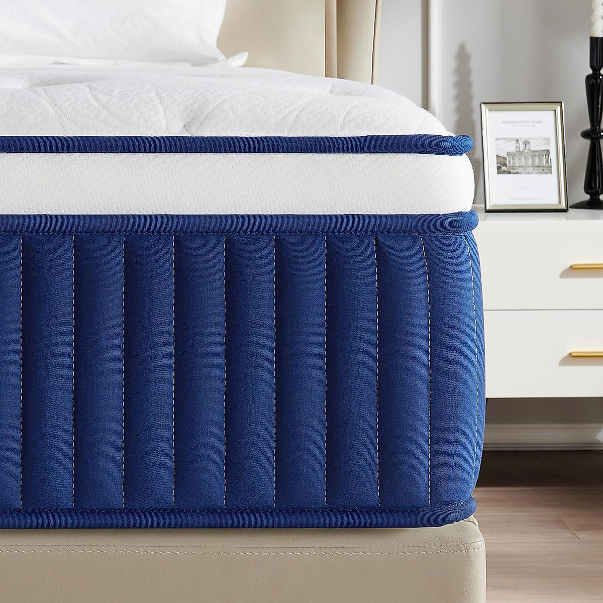 Chiusyufuk King Mattress,12 Inch King Size Mattress in a Box,Single Bed Mattress with Memory Foam and Pocket Spring,Ergonomic Design & Pressure Relief,Medium Firm Mattress,76"*80"*12"