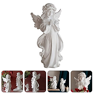 BESTOYARD 1 Pc Angel Ornaments European Ornaments Figurines De Bautizo para Niño Dining Room Table Decor Desktop Adornment House Ornaments Little Girl Statue Resin White Delicate Baby Model