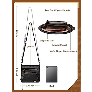 Vangue Crossbody Purses for Women Multi Pockets Vegan Leather Women's Shoulder Handbags with Adjustable Strap (Black)