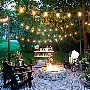 KULAMOON 2 Pack 9.5 FT Outdoor Patio String Light Poles with Hooks for Outdoor String Lights, Poles for Garden, Backyard, Patio, Lights Poles for Parties, Wedding Christmas Decorations