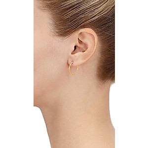 14k Yellow Gold Twisted Round Hoop Earrings (18mm)……