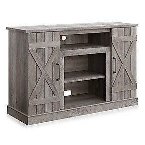 BELLEZE 47 Inch TV Stand & Media Entertainment Center TV Cabinet with Storage for TVs up to 50 Inch Console Table with Open Storage Shelves & Cabinets, Gray Wash