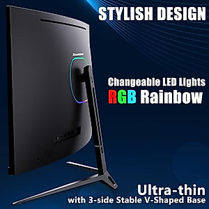 27 Inch Curved Monitor, QHD 2560 x 1440p 165Hz 2K Gaming Computer Monitor, 1ms, 98% sRGB HDR 16:9 Wide Display, 1500R Curved, FreeSync, Eye Care, Built-in Speakers, HDMI DisplayPort,VESA, Adjustable