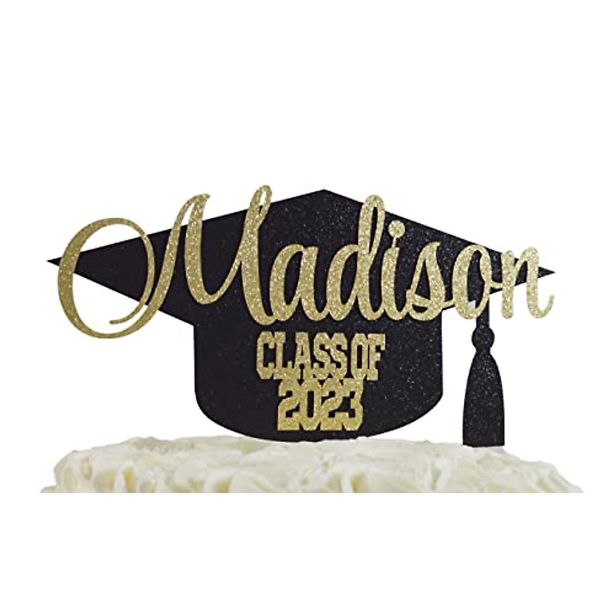 Personalized 2023 Graduation Cap Glitter Paper Party Cake Topper