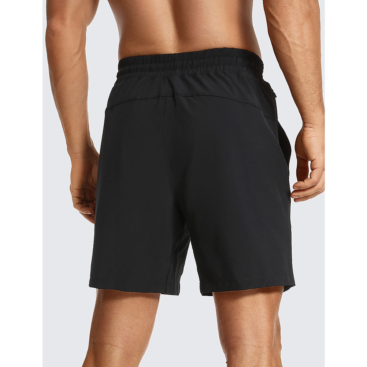 CRZ YOGA Men's Linerless Workout Shorts - 7'' Quick Dry Running Sports Athletic Gym Shorts with Pockets Black Large