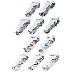 Hanes Ultimate boys No Show, 10-pack fashion liner socks, White, Large US