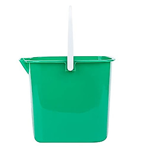 RW Clean 6 Quart Cleaning Buckets, 10 Detergent Square Buckets - With Measurements, Built-In Spout And Handle, Green Plastic Utility Buckets, For Home Or Commercial Use, - Restaurantware