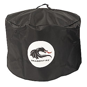 Dragonfire Smokeless Firepit, Accessories Included: Spark Screen, Base Stand, and Weatherproof Cover. Wood Pellet/Log Burning Large Outdoor Fire pit. Matte Black Finish, 23.5 Inch Backyard Patio Size.