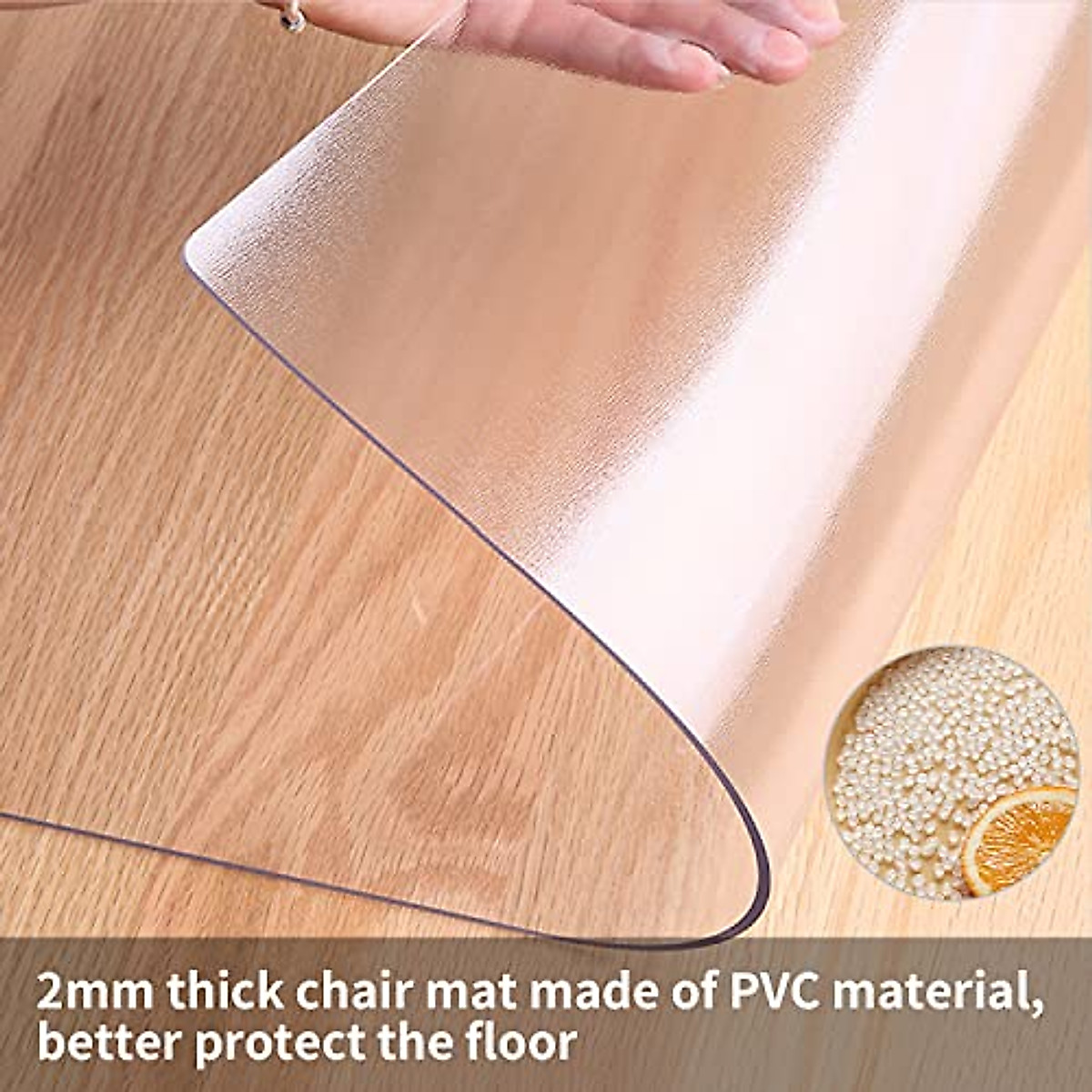 BUYIFY Office Chair Mat for Hard Floor,2mm,30"x48" PVC Material Clear Floor Mat, Floor Protector for Office or Home,Flat and Easy to Clean