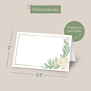 Rileys & Co 50 Pack Blank Placecards, White and Gold Foil Wedding Place Cards for Table Setting at Dinner Parties, Receptions, and Events, Double Sided for Guest Names, 2x3.5 Inches Folded