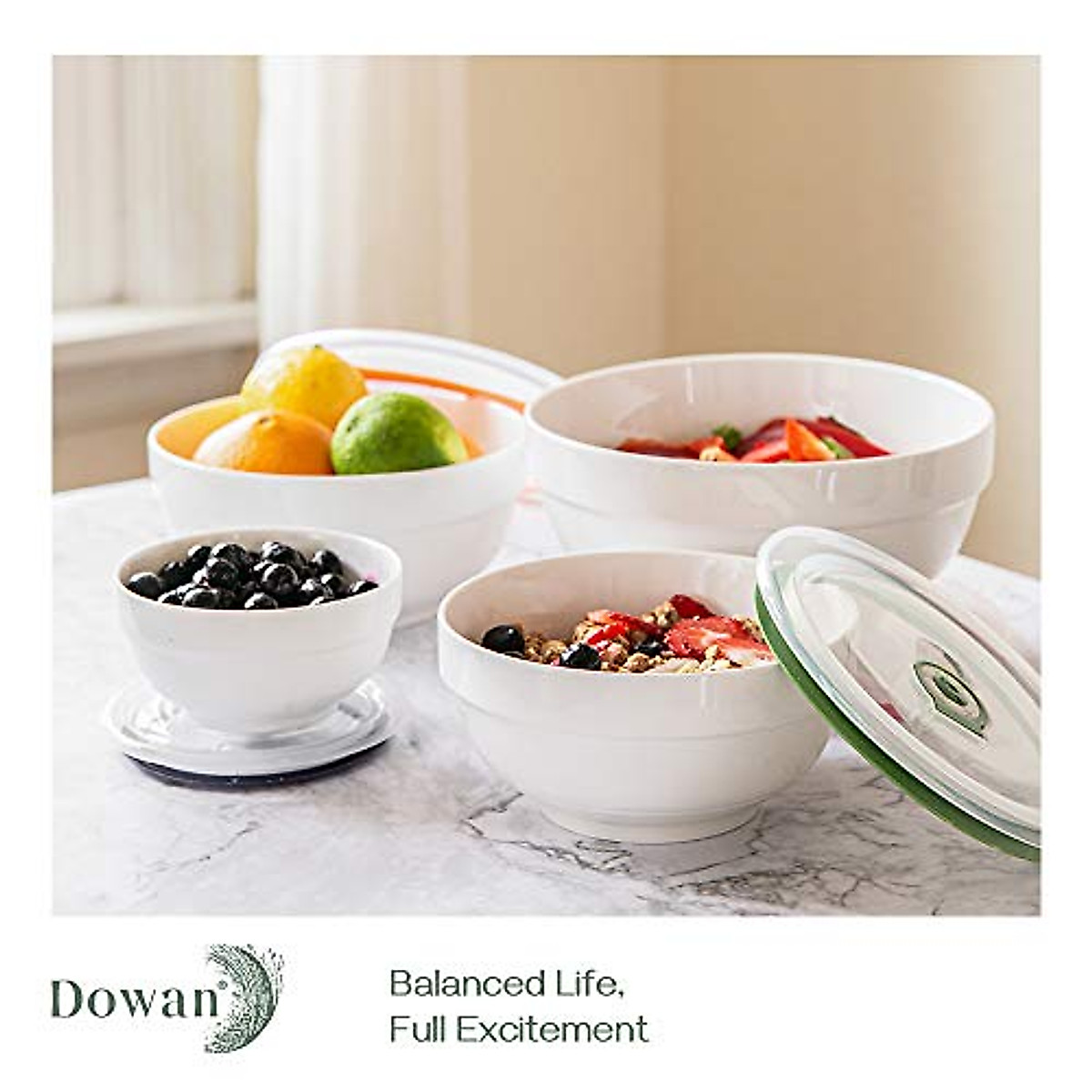 DOWAN Bundle Porcelain Serving Bowls, 64/42/22/12 Ounce