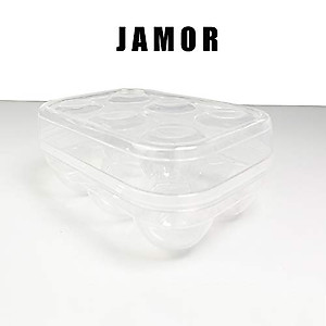 JAMOR 6 Grid Egg Storage Box Refrigerator Crisper Egg Protection Box Portable Egg Carriage Container For Camping Picnic Essential (White)