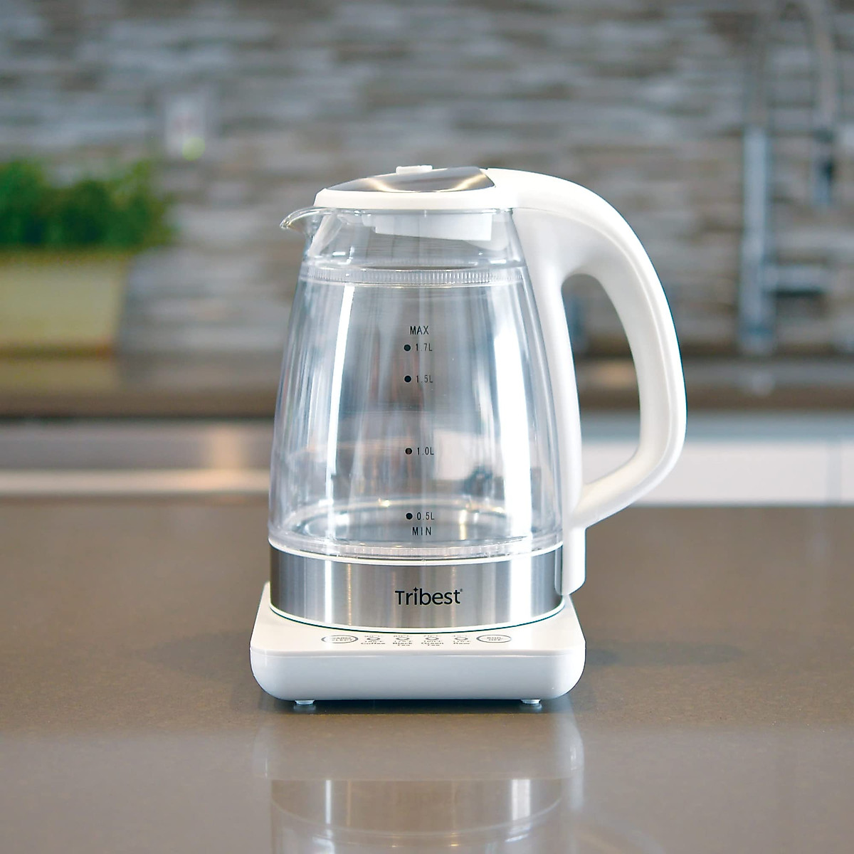 Tribest GKD-450 Raw Tea Kettle, Glass Electric Brewing System, 110V, 9 x 6.75 x 11 inches, White