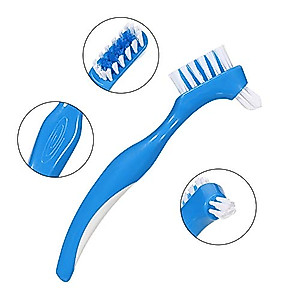 Baring 12 Pack Denture Brush Hard Denture Cleaning Brush False Teeth Brush Toothbrush Multi-Layered Bristles&Portable Denture Double Sided Brush