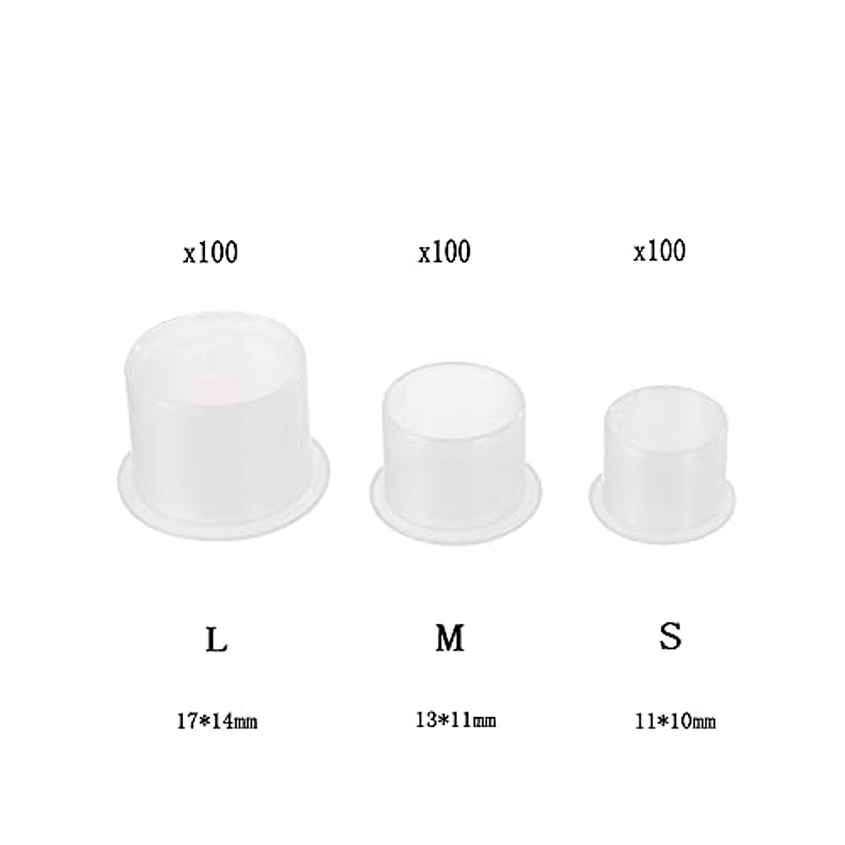 300pcs Ink Caps with Base Tattoo Ink Cups White Mixed #11 Small #14 Medium #17 Large Pigment Caps for Tattoo Permanent Makeup Container Cap Tattoo Accessory Tattoo Supplies Tattoo Kits