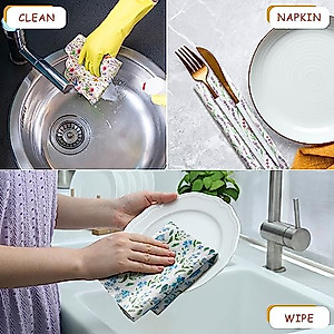 48 Pcs Paperless Towels Roll Washable Cotton Cloth, Reusable Paper Towels - 25 Pack with Durable Cardboard Roll - 10" x 10" Reusable Napkins Paperless Paper Towels (Colorful Small Flowers)