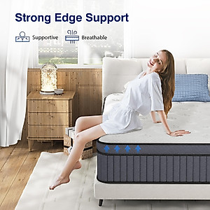 EEN EEN SLEEP Full Size Mattress - Upgrade Strengthen - 12 Inch Hybrid Full Mattress in a Box, Mattress Full Size with Memory Foam and Independent Pocket Springs, Strong Edge Support, Medium