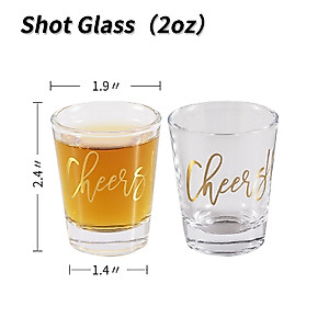 BYCNZB 2Ounce Heavy Base Shot Glass Set for Whiskey, Tequila, Vodka,Cocktail Shot Glass 8-Pack (2ozcheers)