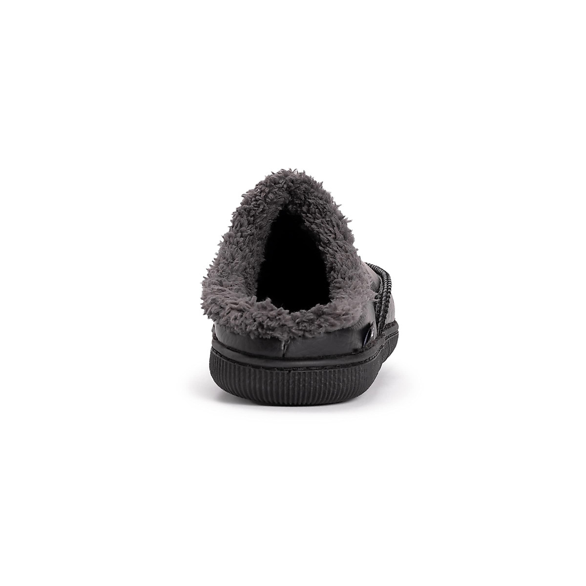MUK LUKS Men's Faux Leather Clog Slipper, Black, 10-11