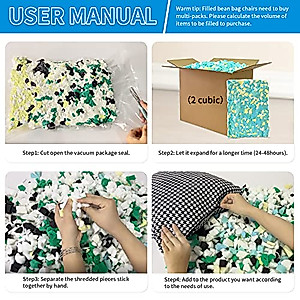 Welacer Shredded Memory Foam Filling 5lbs for Bean Bag Filler, Pillow Chair Cushion Dog Bed Arts Crafts Refill, Without Added Gel Particles, Premium Soft and Great for Stuffing, Multi Color and Shape