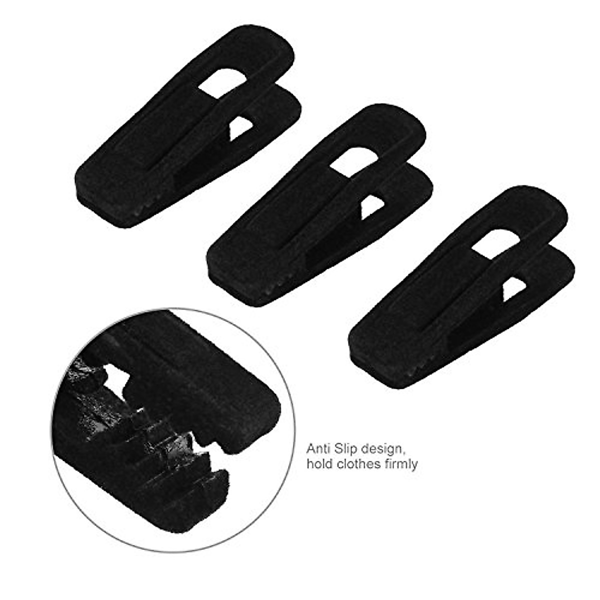 Tinfol Velvet Hangers Clips, 24 Pack Black Pants Hangers Clips, Strong Finger Flocked Clips Perfect for Use with Slim-line Clothes Velvet Hangers