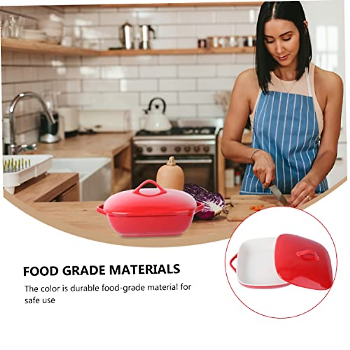 Zerodeko Bakeware Ceramic Rice Bowl Bread Oven Square Containers with Lids Bread Loaf Pans for Baking Kitchen Casserole Pan Square Cupcake Pans Rectangular Dinner Pans Storage Bowl Ceramics