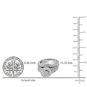 Dazzlingrock Collection Round White Diamond Halo Split Shank Wedding Ring Set for Women (0.50 ctw) in 925 Sterling Silver Size 7