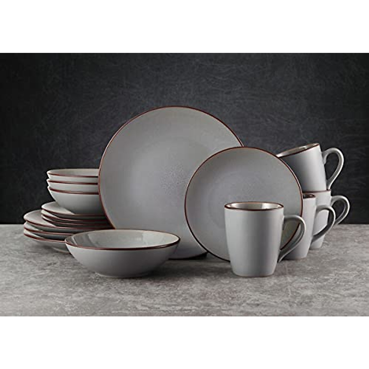Pfaltzgraff Pierce 16-Piece Dinnerware Set, Service for 4, Gray