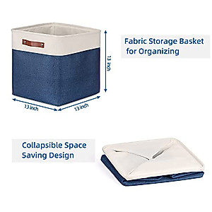 Temary Storage Baskets for Cube Organizer 10Pack Fabric Basket with Handles for Organizing Cube Storage Bins Storage Basket Shelf Baskets for Home Office Closet (White&Blue)