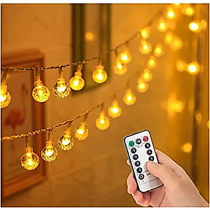 koopower 15ft String Lights 30 Crystal Ball LED Plug in with Remote (Timer, 8 Modes, Dim+-) for Garden Patio Yard Home Christmas Parties Wedding (Warm White)