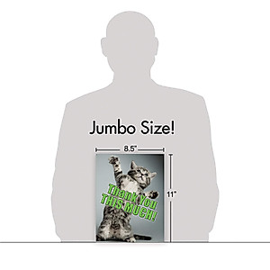 NobleWorks - Jumbo Thank You Card with Envelope (8.5 x 11 Inch), Animal Notecard, Thankful Friend - This Much Kitten J3612