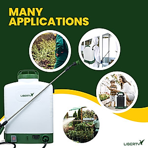 Liberty 4 Gallon, Battery Powered, Professional Grade, Backpack Electric Sprayer with Long Life Battery and Multiple Nozzles