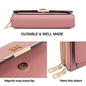 Sanxiner Small Crossbody Bag for Women,Cute Crossbody Purses for Women Phone Purse Wallet with Credit Card Slots (1-Pink)