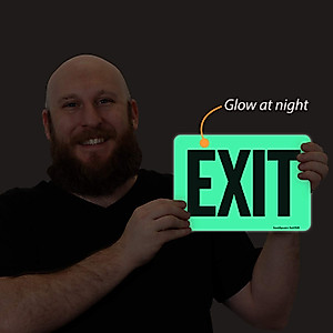 SmartSign "Exit" Sign | 7" x 10" Glow-in-The-Dark Aluminum