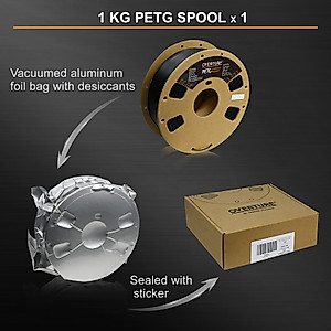 OVERTURE PETG Filament 1.75mm, 3D Printer Filament, 1kg Filament (2.2lbs), Dimensional Accuracy Probability +/- 0.02 mm, Fit Most FDM Printers (Black (1-Pack))