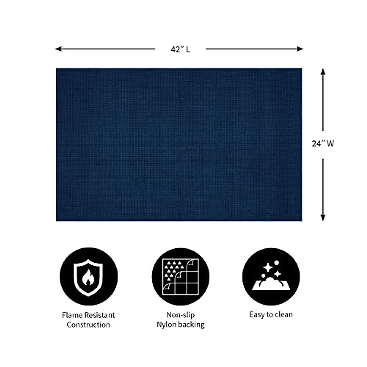 Plow & Hearth Dalton 2x3'6" Fireproof Hearth Rug | Navy | Wool Blend Fireplace Mat | Hearth Rugs for Fireplaces Fire Resistant | Protect Hardwood Floor and Carpet from Sparks and Embers Wood Stove