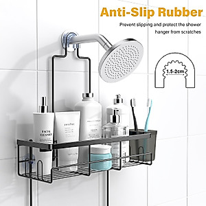 AKTECKE Shower Caddy Hanging Bathroom Organizer: Rustproof Shower Shelf for Inside Shower - No Drilling Shower Racks Over Showerhead - Bath Shower Shelves Rack for Shampoo Soap Black
