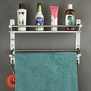 Well Set Shelves Wall Mounted, 17 Inch Rustic Metal Wall Shelves for Storage, Bedroom Living Room Bathroom Kitchen Office and More Weathered shelves for wall decor