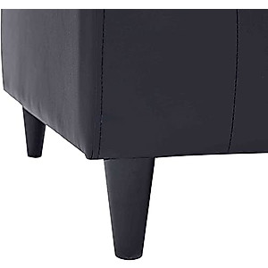 DNYN Modern PU Leather Sofa, Upholstered 3-Seater Couch w/Solid Frame and Wood Legs for Home or Office, Black