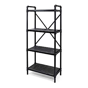 Christopher Knight Home Astrid Industrial Iron Four Shelf Bookcase, Gray and Pewter Finish