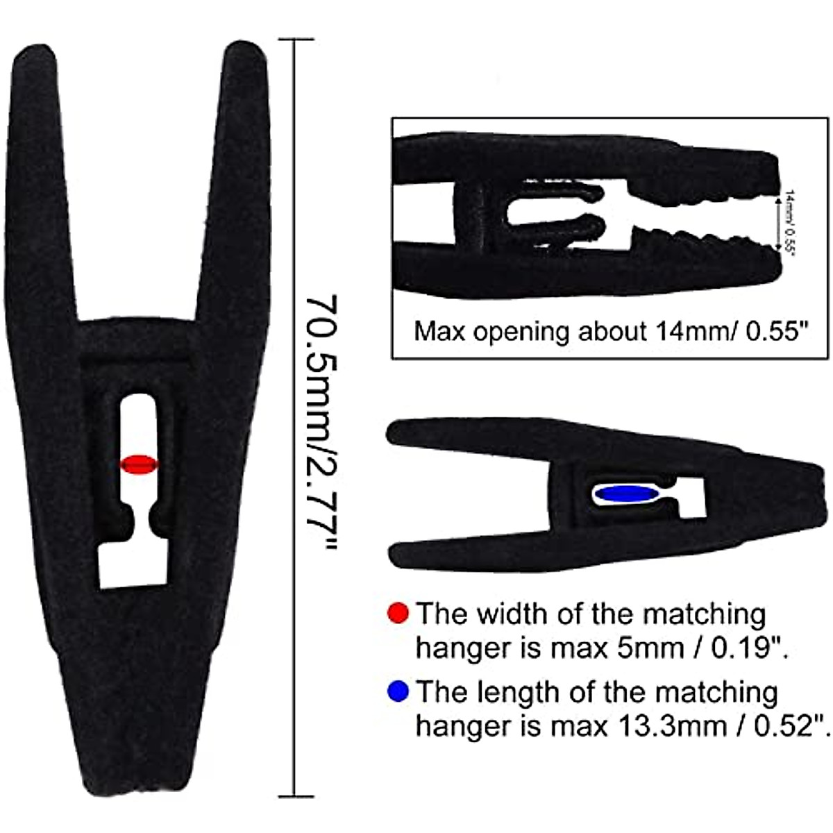 Corodo Hanger Clips for Velvet Hangers, 20 Pack Velvet Hangers Clips, Strong Hanger Clips Perfect for Pants Hangers (Black)